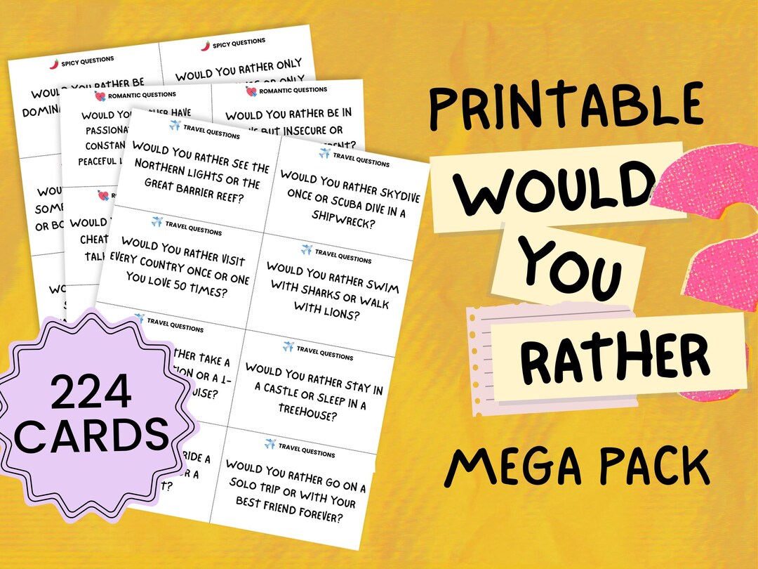 Would You Rather Game: Printable Conversation Starter Cards (digital ...