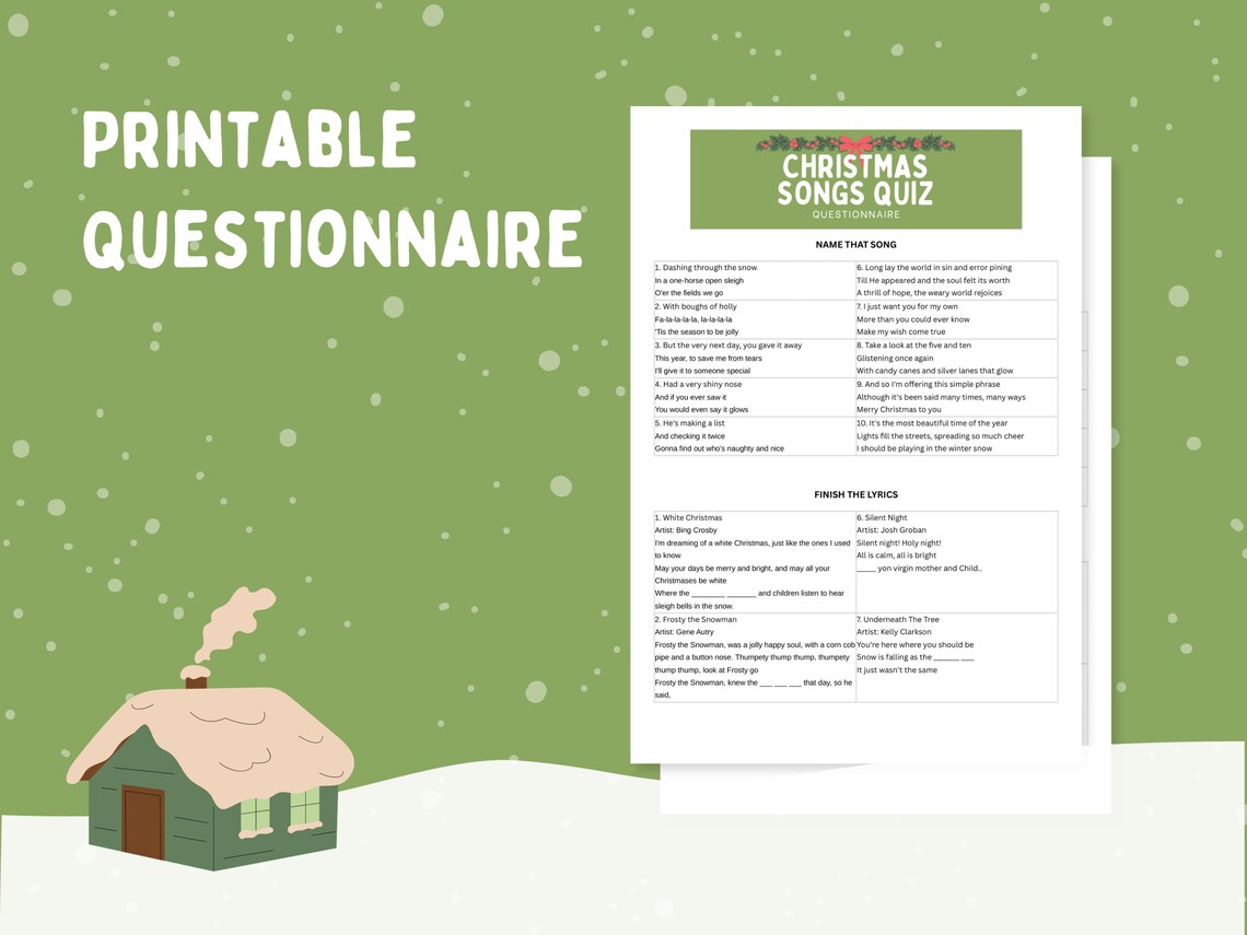 Christmas Song Game Christmas Song Quiz Christmas Song Trivia Game ...