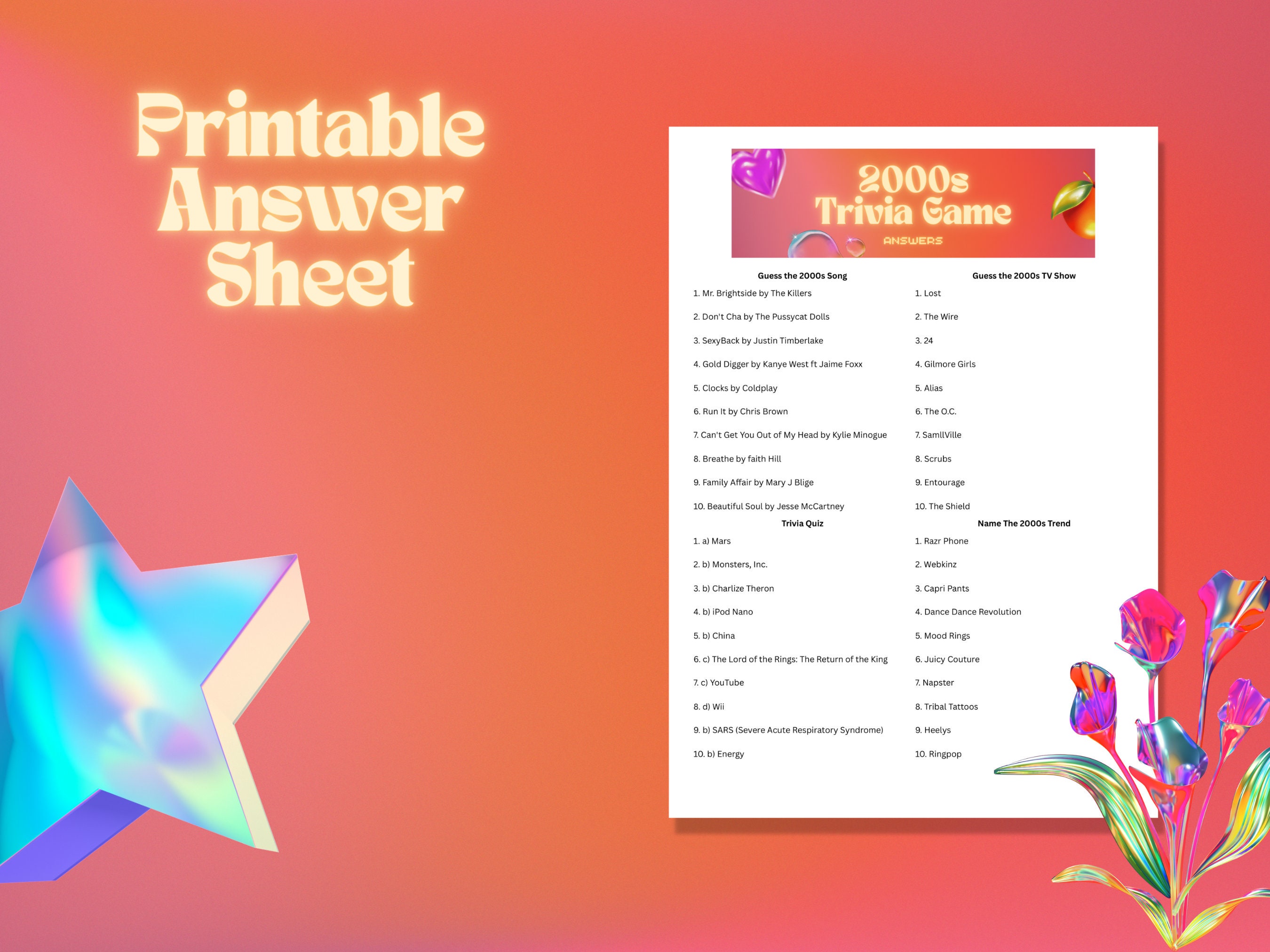 2000s Party Game | Y2K Party | Y2K Music Game | 2000s TV Shows Trivia ...