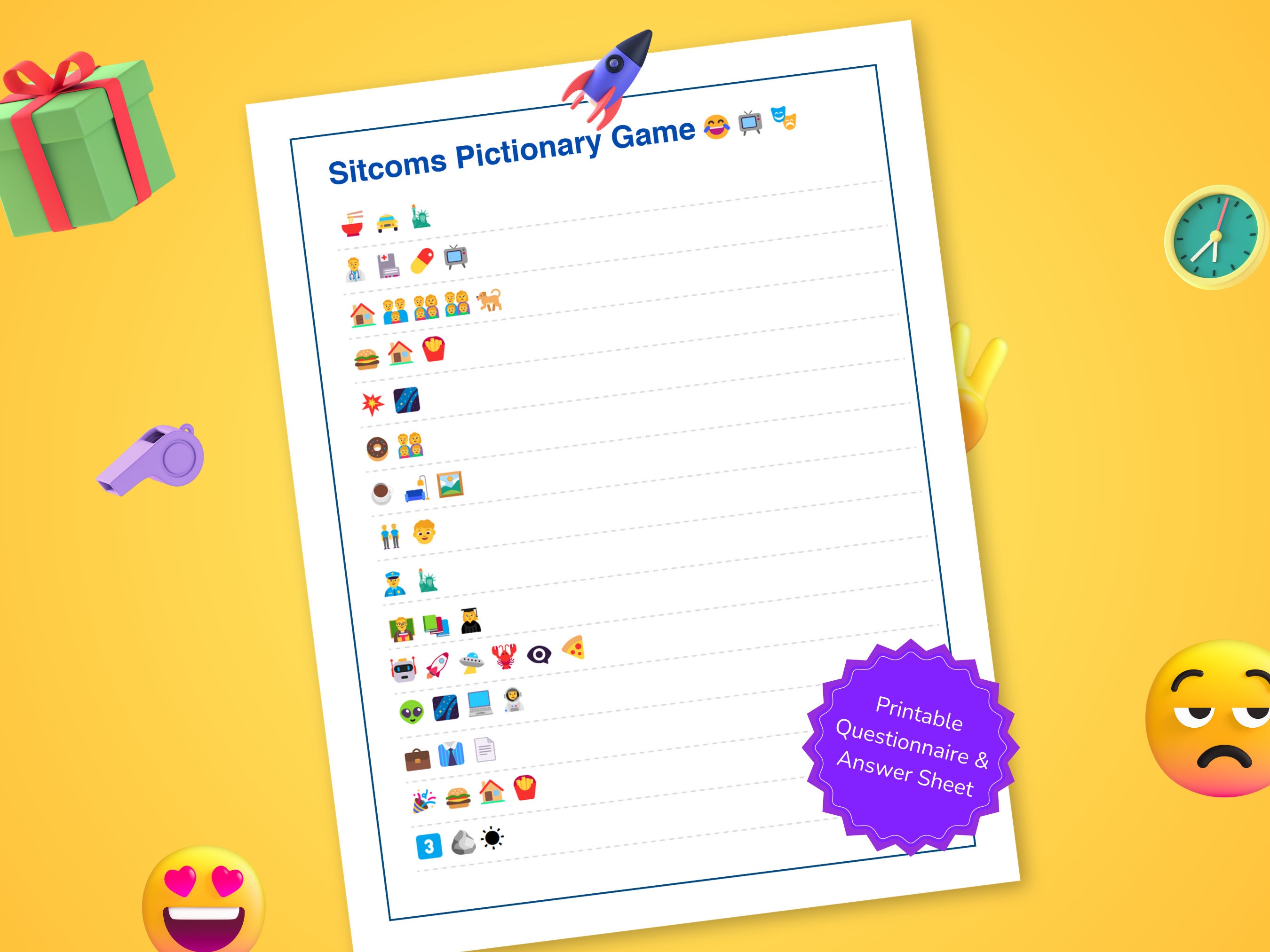 Sitcoms Game | Comedy TV Series Emoji Pictionary | TV Series Game ...