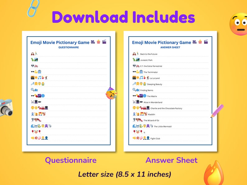 Emoji Pictionary Game Bundle: Movies, TV, Songs (digital Download) - Etsy