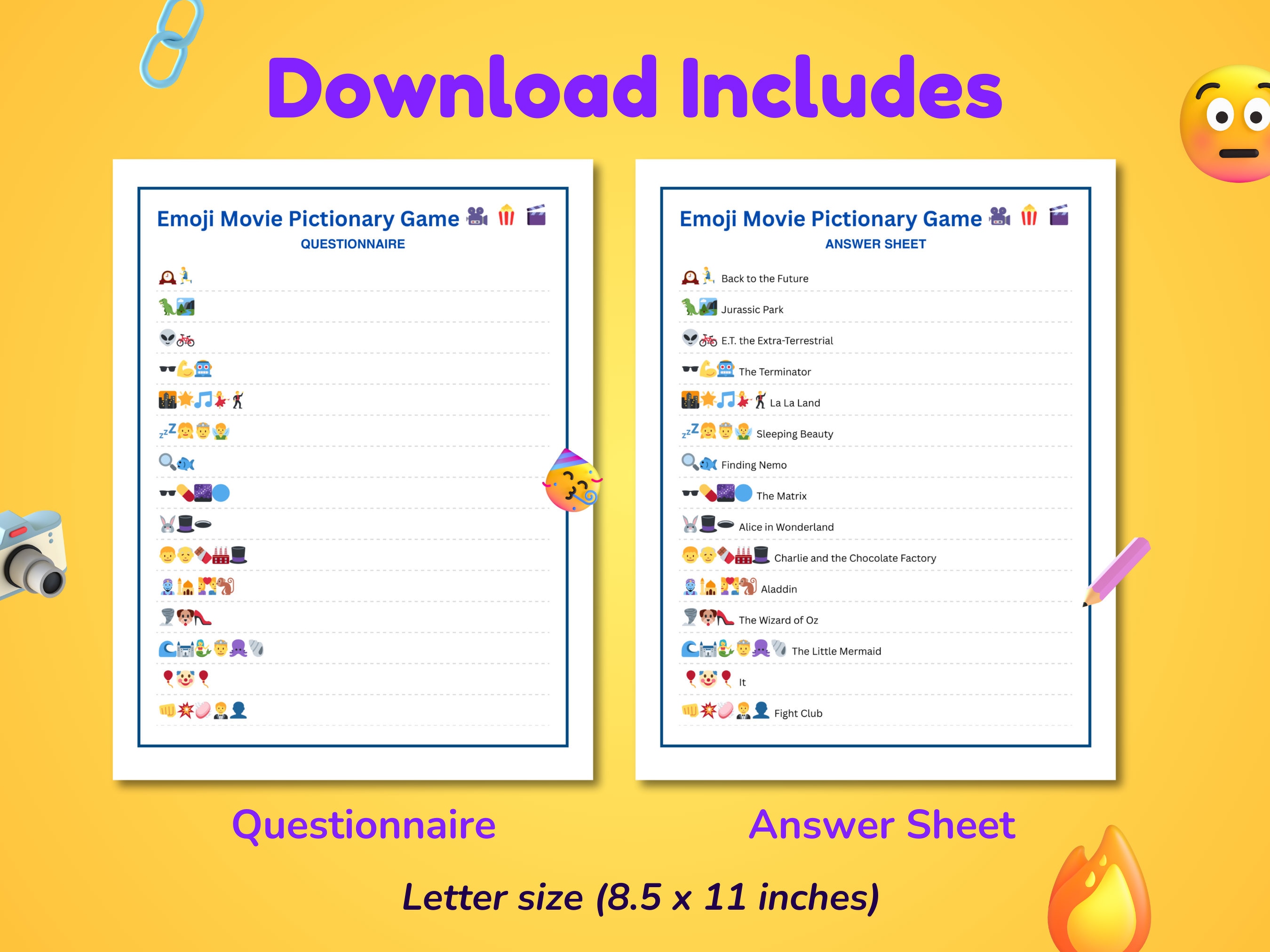 Emoji Pictionary Game Bundle: Movies, TV, Songs (digital Download) - Etsy