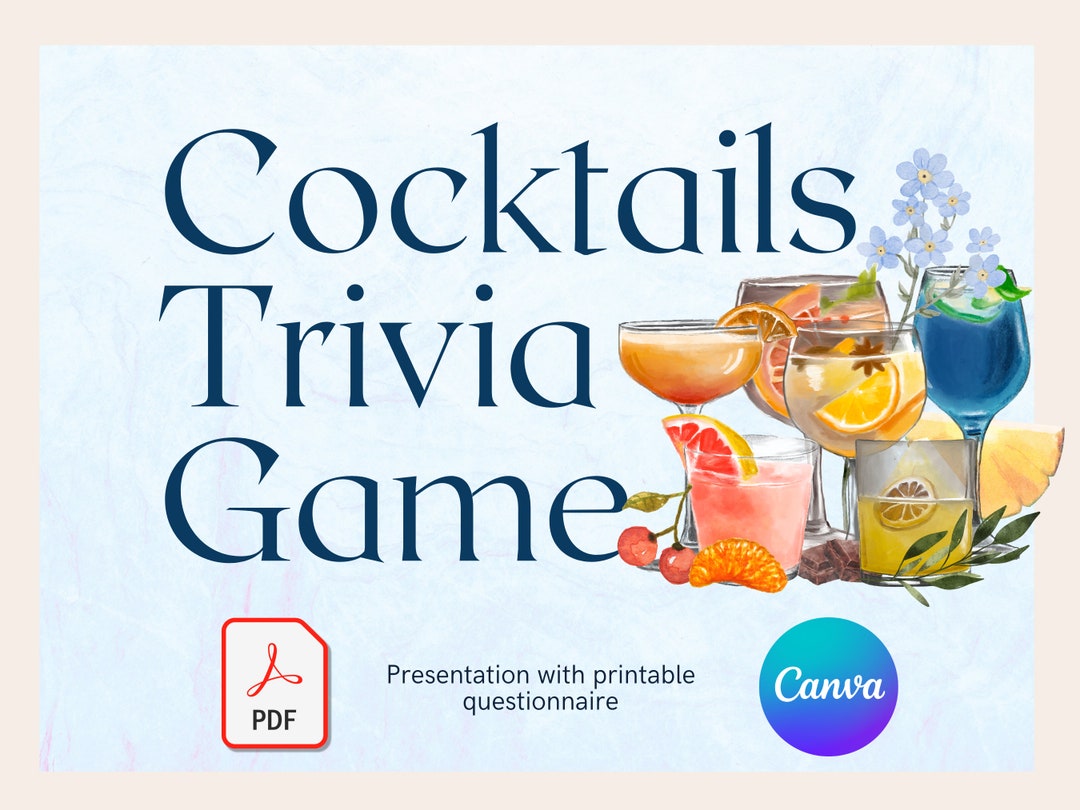 Cocktails Trivia Game | Cocktail Party Idea | Alcohol Game Quiz ...