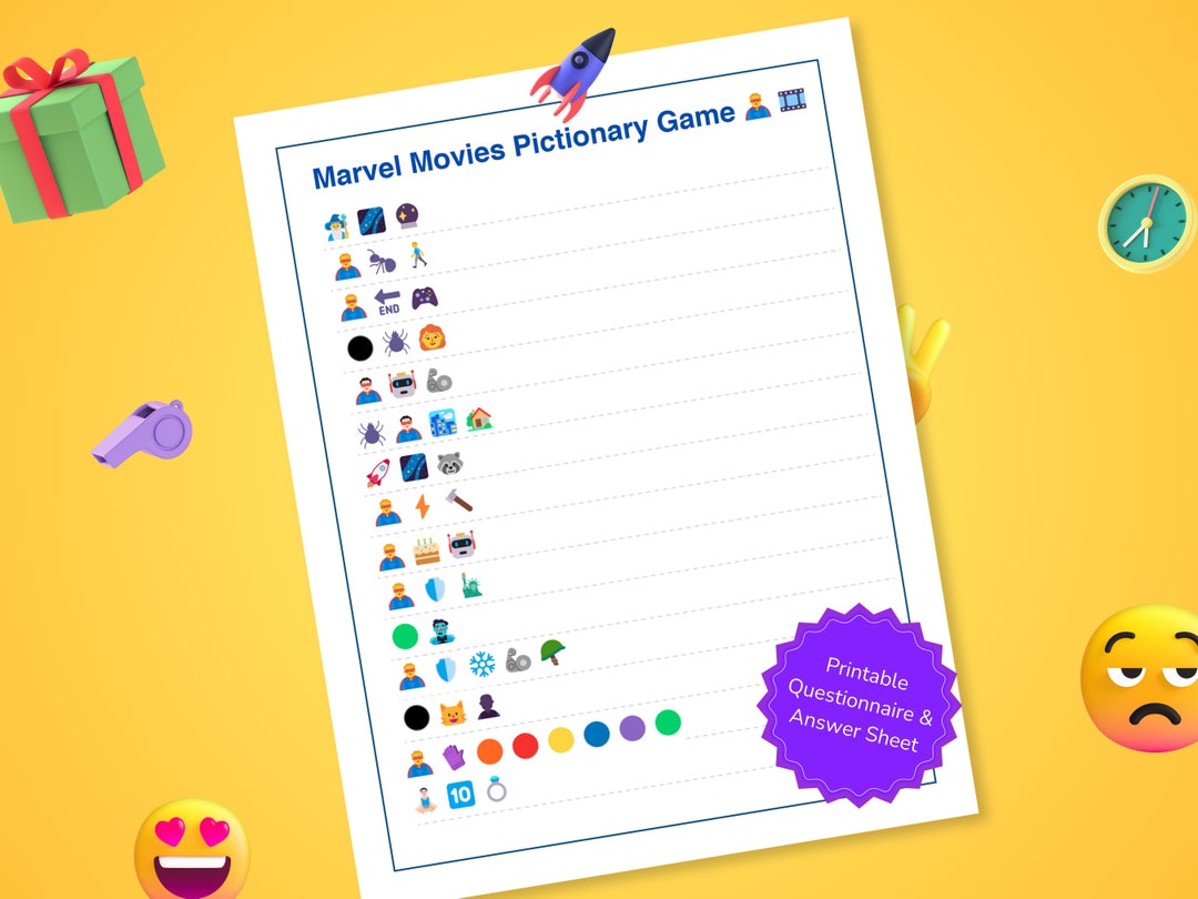 Marvel Movies Emoji Pictionary Game | Printable MCU Trivia (PDF) - Etsy