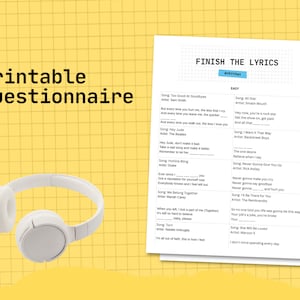 Finish the Lyrics Game: Pop Song Trivia (printable & Canva) - Etsy