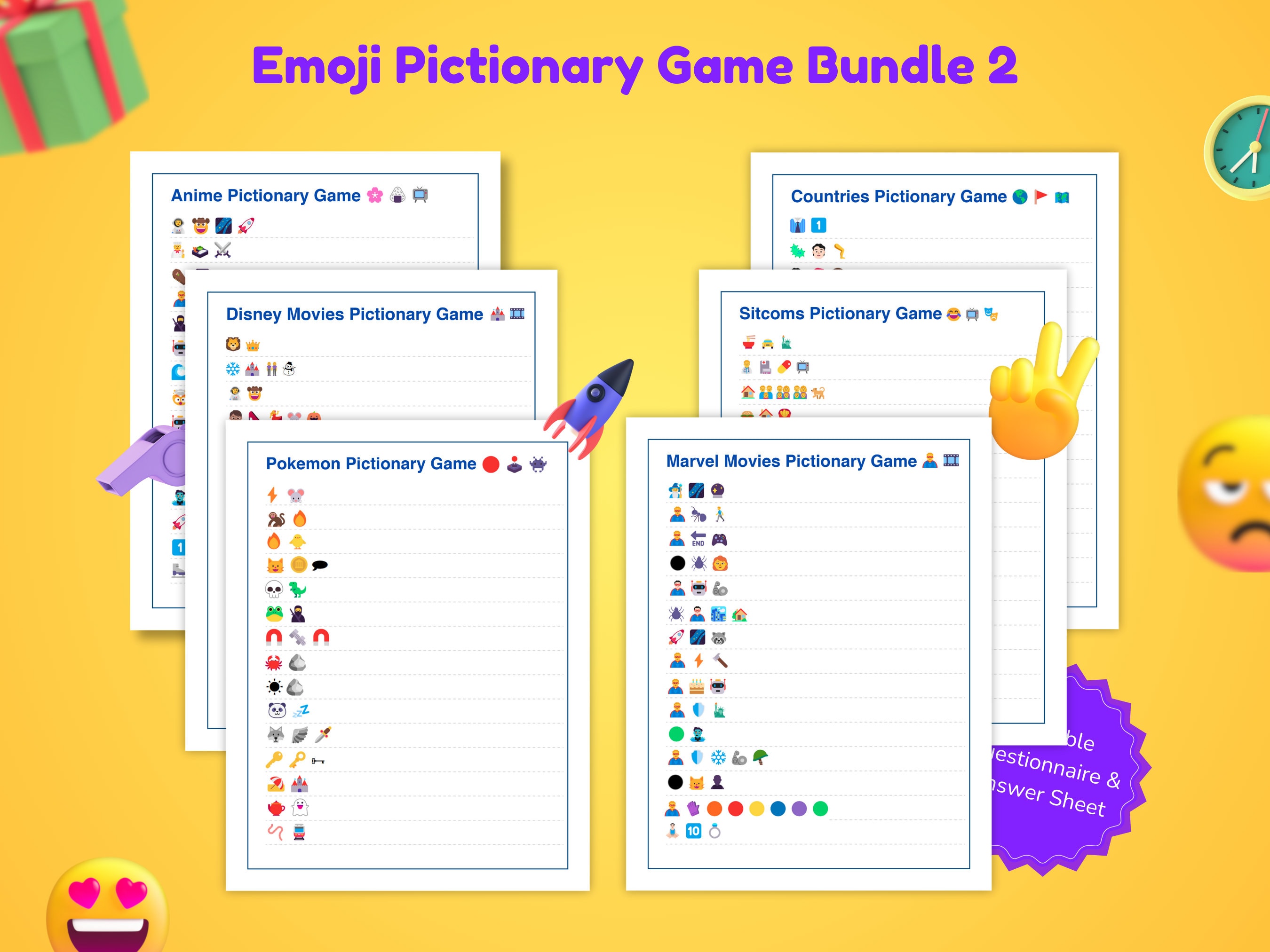 Emoji Pictionary Trivia 2 | Emoji Pictionary Game | Emoji Pictionary ...