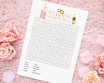 Wedding Word Search - Bridal Shower Game - Printable Bridal Shower Game ...