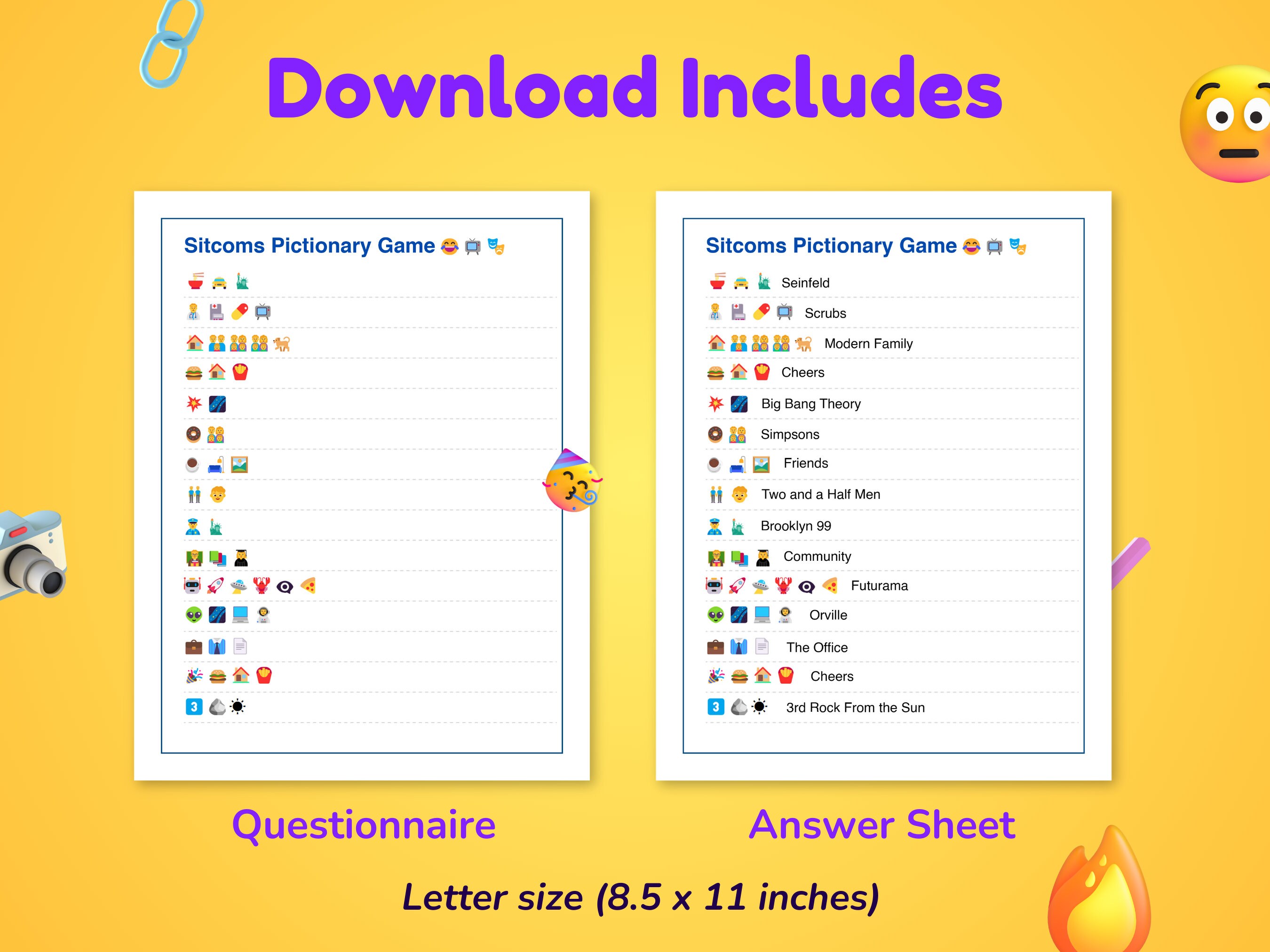 Sitcoms Game | Comedy TV Series Emoji Pictionary | TV Series Game ...