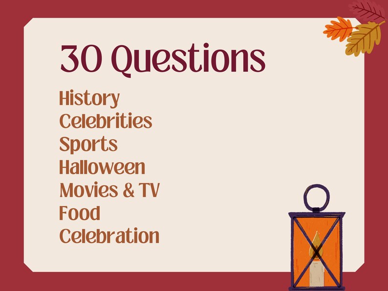 October Trivia Quiz | October Trivia Game | October Quiz | Party Game ...