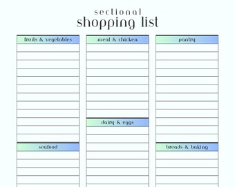 Printable Grocery List PDF Digital List Shopping List Grocery - Etsy