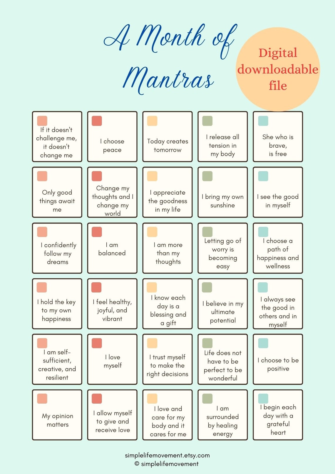 A Month of Mantras Downloadable File - Etsy