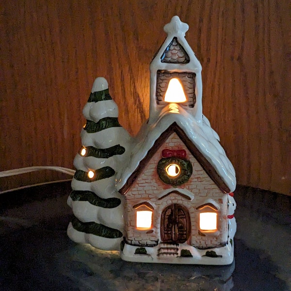 Lighted Ceramic Church - Etsy