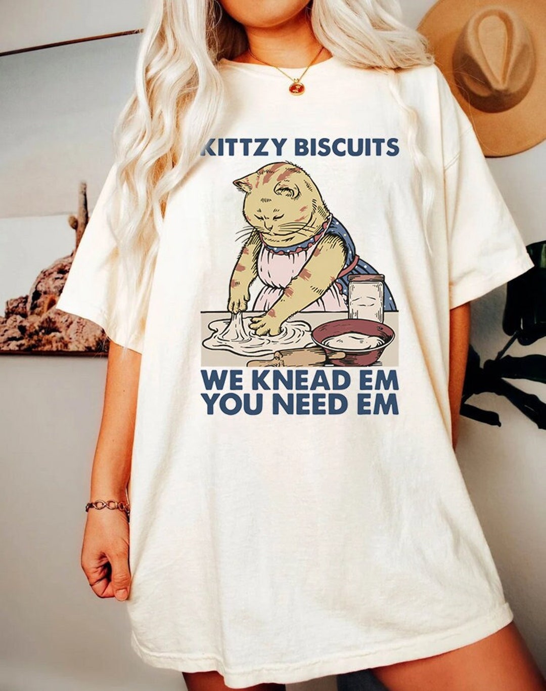 Kitty Biscuits You Need Em We Knead Em Shirt Cat Graphic Tee for Cat Lover Animal Gift ...