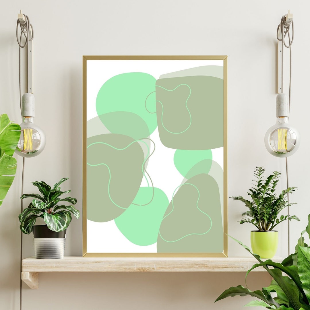 Green Abstract Wall Art Geometric Shapes Digital Prints - Etsy