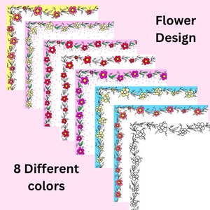 Printable Stationery Bundle With Flowers Borders, Printable Note Paper ...