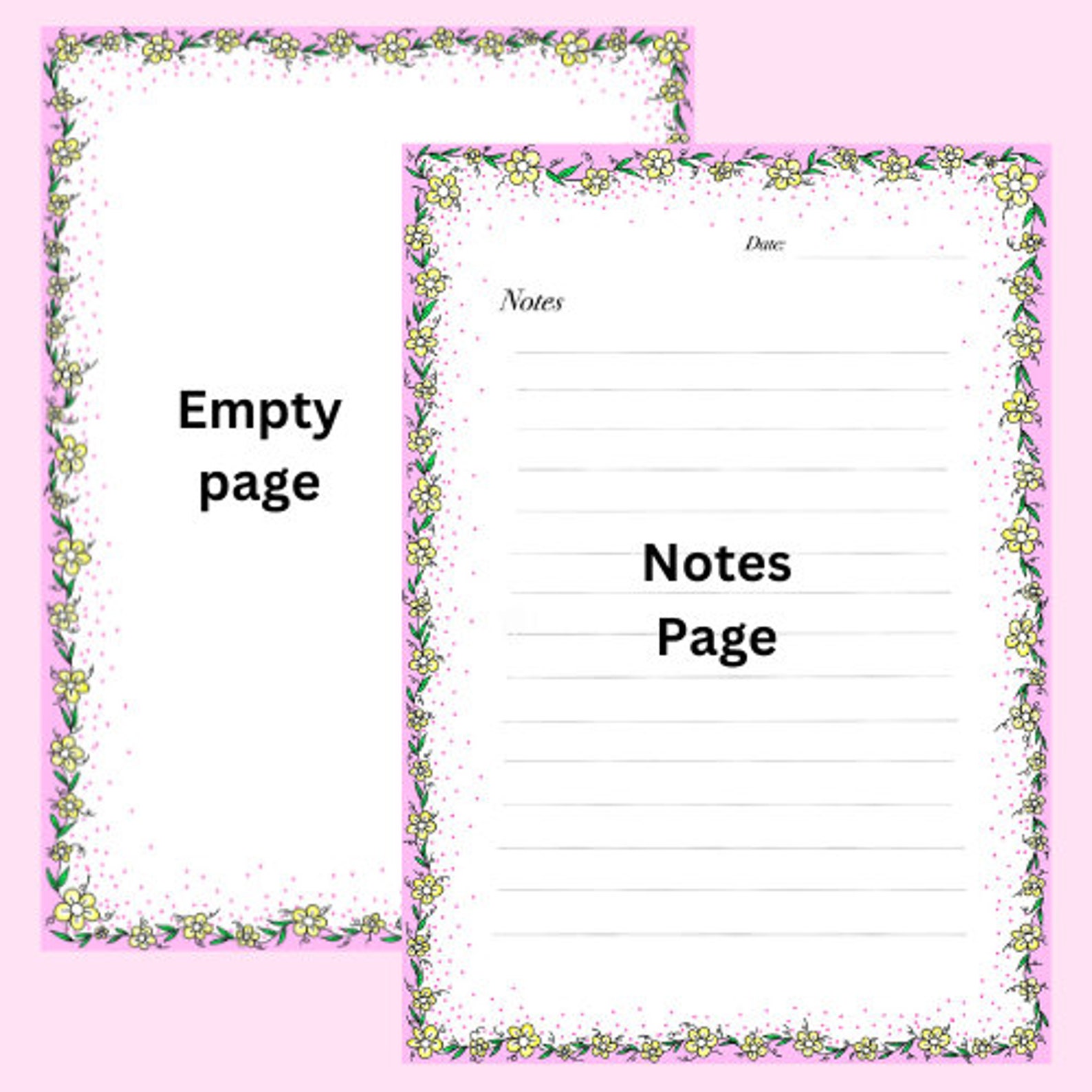 Printable Stationery Bundle With Flowers Borders Printable - Etsy