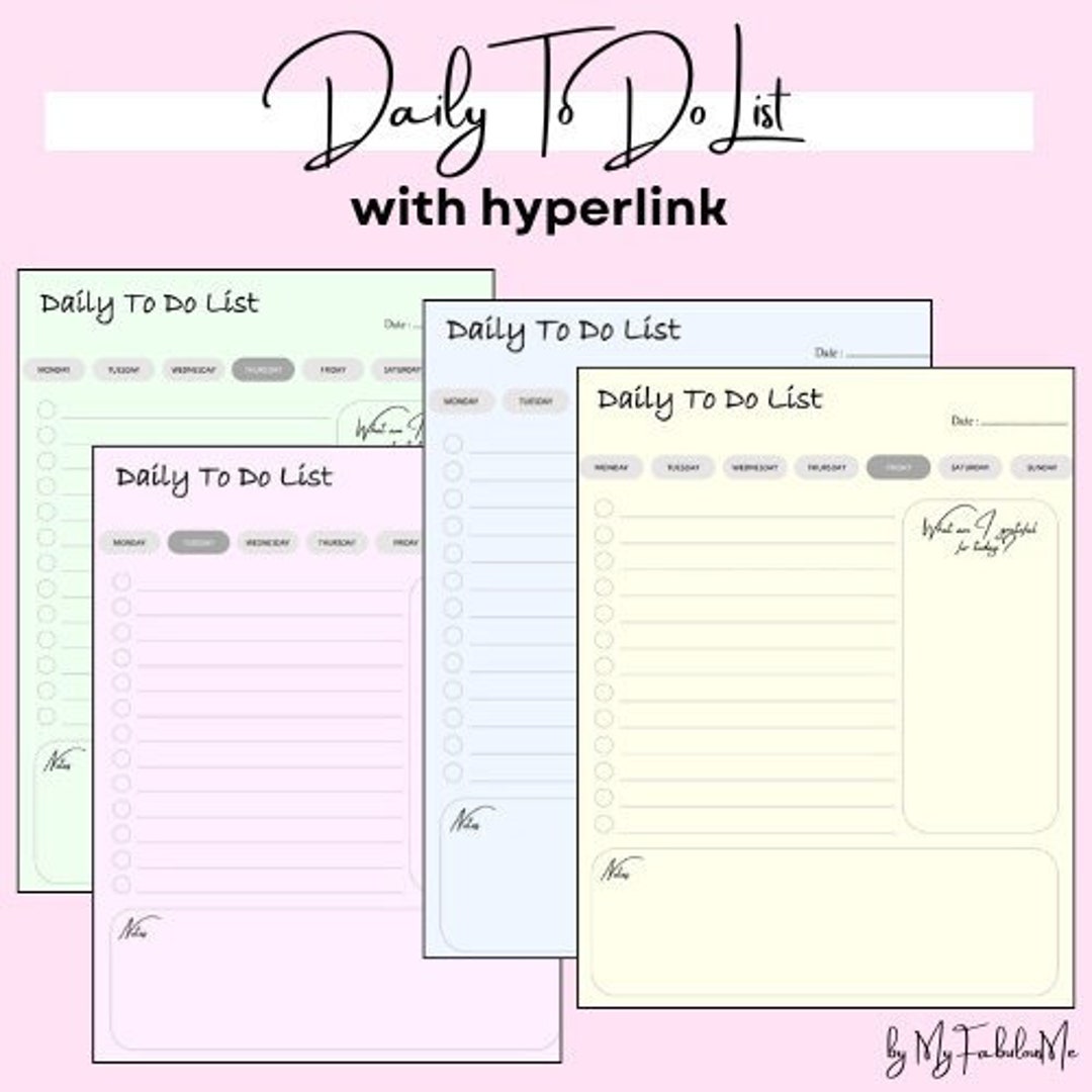 SIMPLE Daily to Do List With Hyperlink Digital Planner, Goodnotes ...