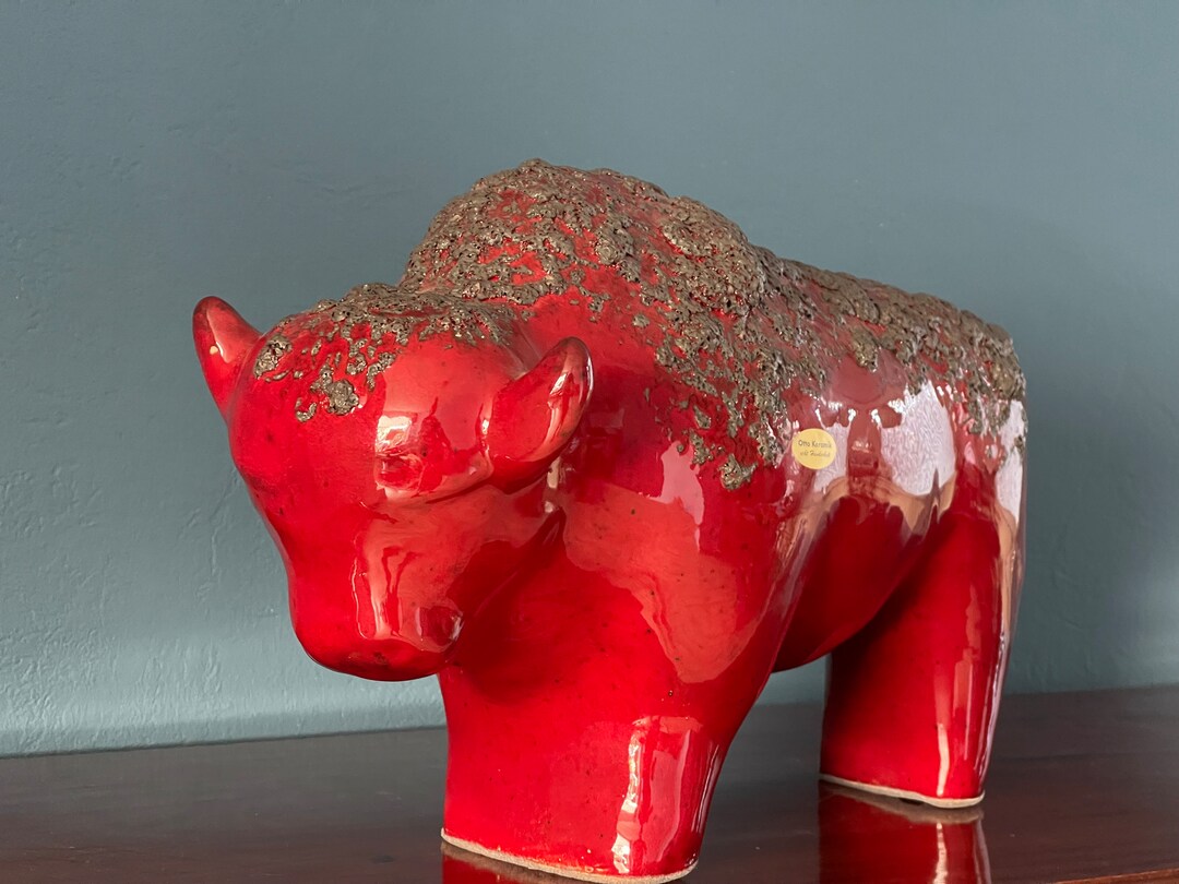 Sculpture of Ceramic Bison - Etsy