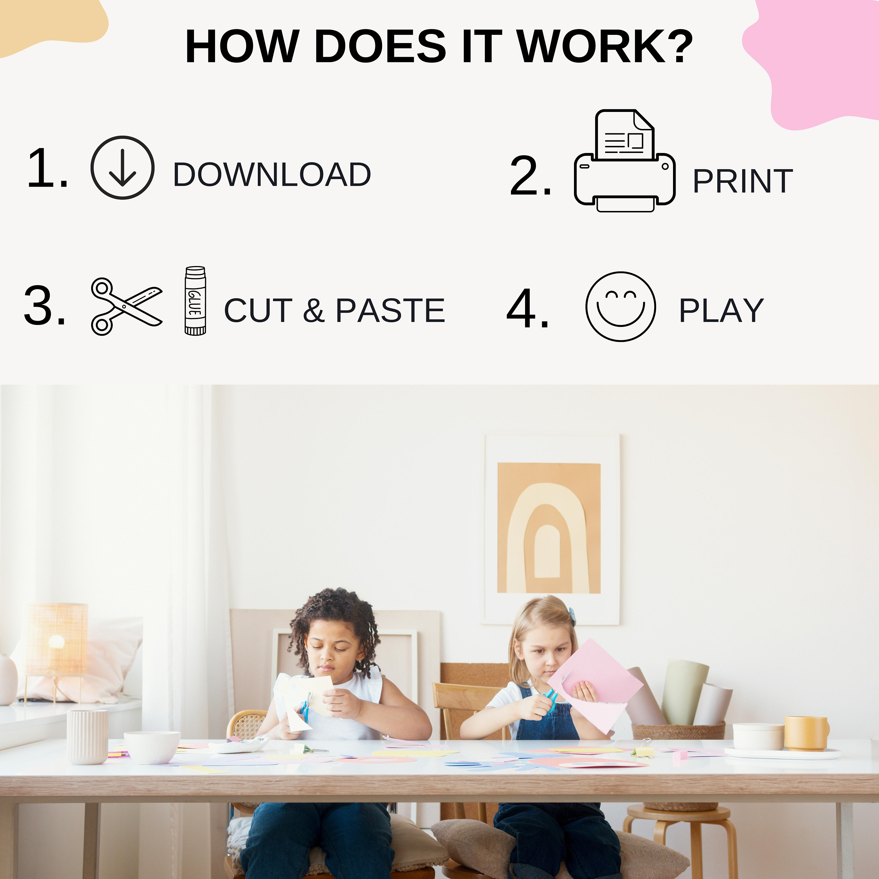 DIY Cut and Paste Printable Paper Craft Activities for Kids - Etsy ...