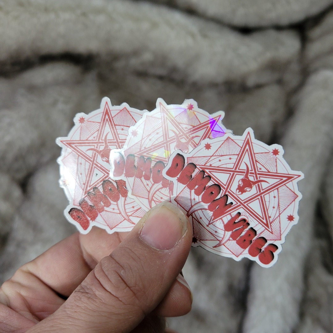Demon Vibes Sticker, Waterproof Sticker, Holographic Sticker, Vinyl ...