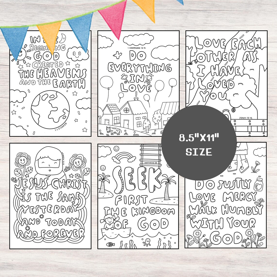 12 Bible Verse Coloring Pages for Kids. Printable Scripture Coloring ...