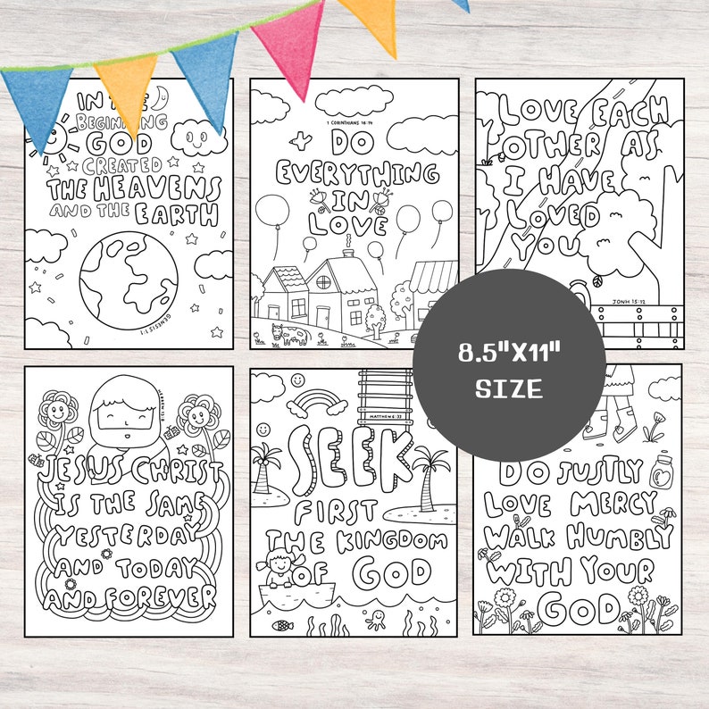 12 Bible Verse Coloring Pages for Kids. Printable Scripture Coloring ...
