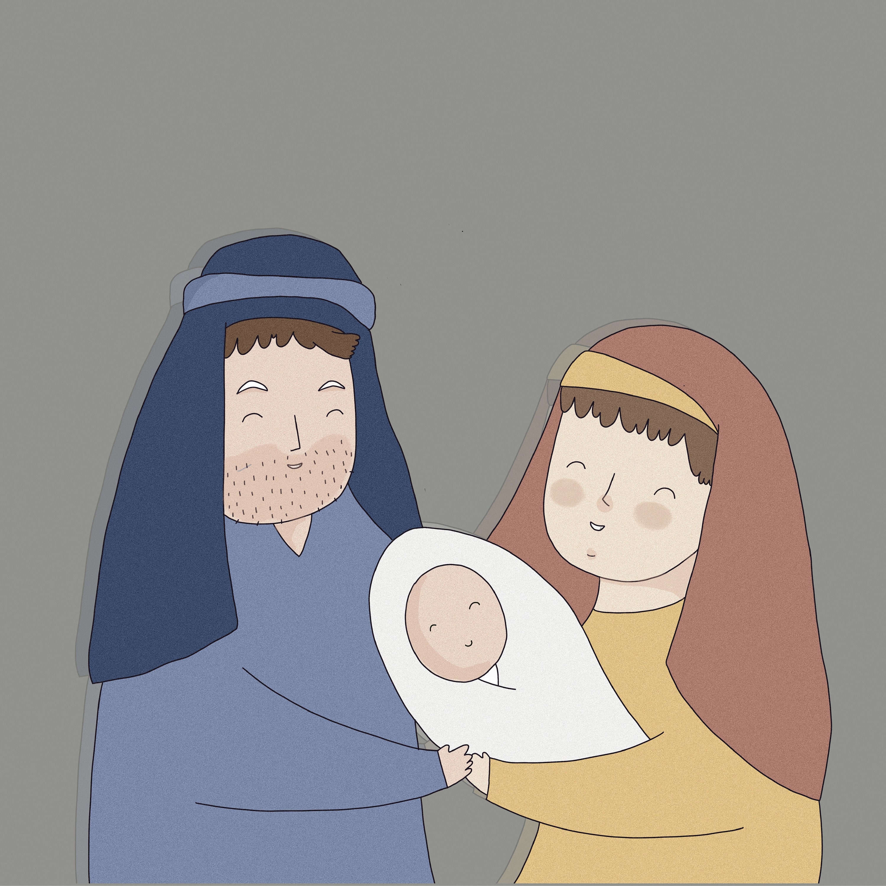 Digital Print, Drawing of the Birth of Jesus. - Etsy