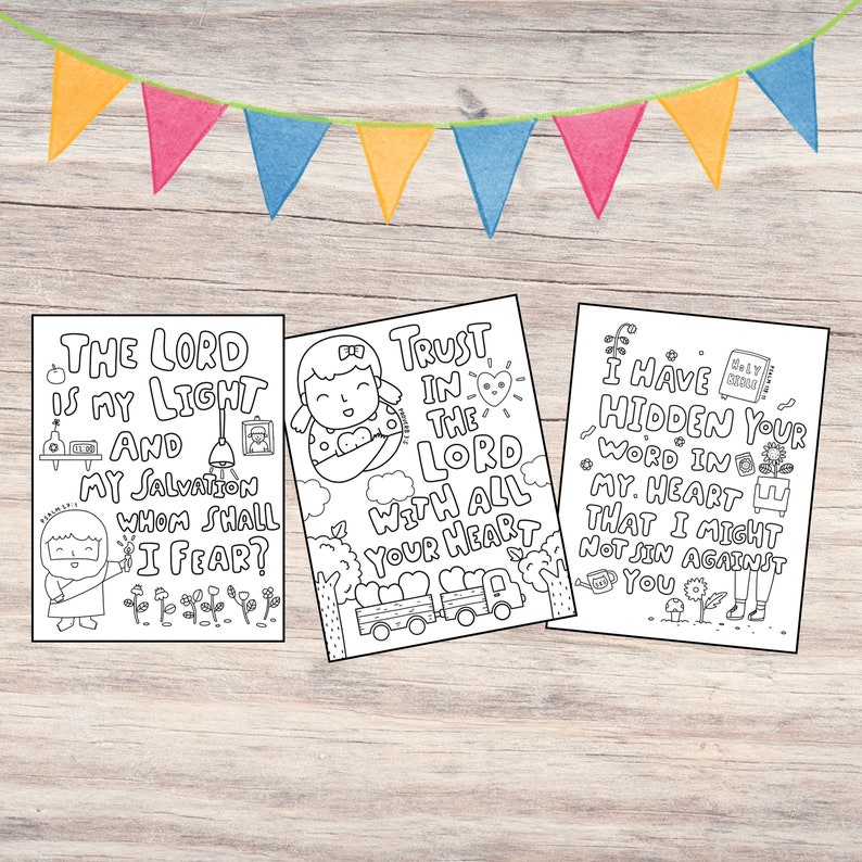 12 Bible Verse Coloring Pages for Kids. Printable Scripture Coloring ...