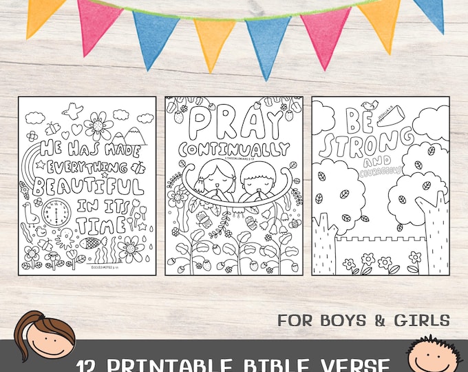 12 Bible Verse Coloring Pages for Kids. Printable Scripture Coloring ...