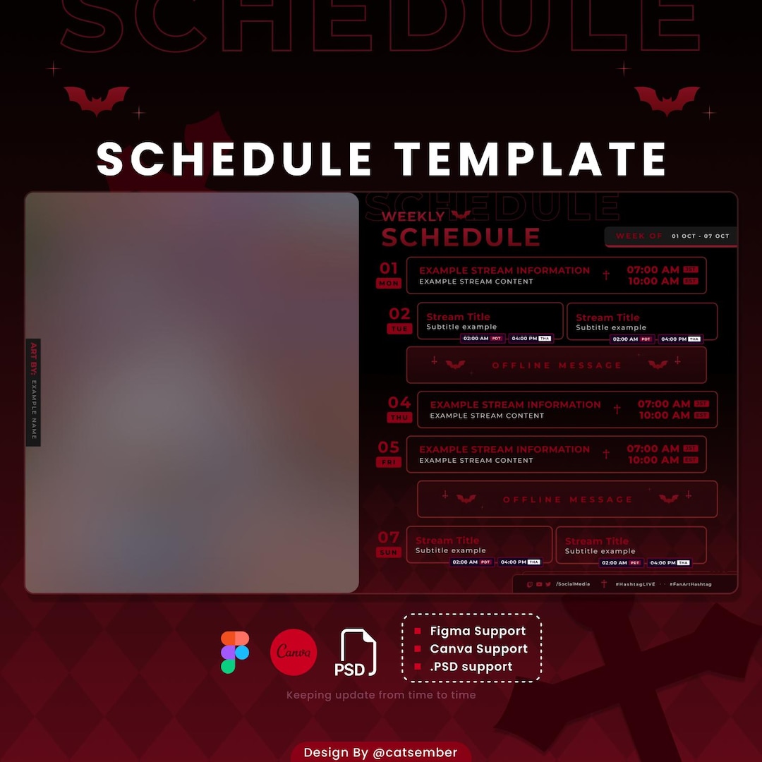 Stream Schedule Template - Red Devil | Vtuber Schedule | Vtuber Assets ...