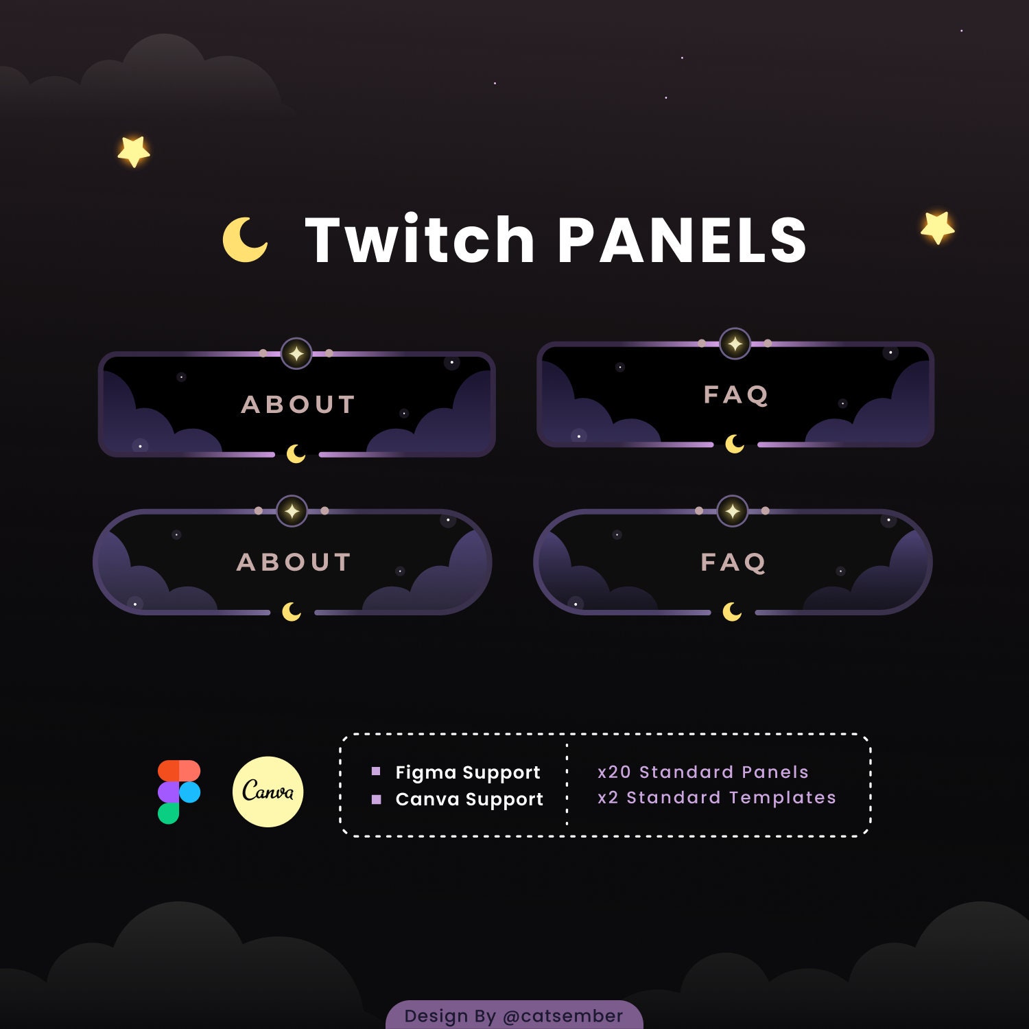 Twitch Panels Starry Night Vtuber Assets Vtuber Sparkle Panels Include CANVA Figma - Etsy
