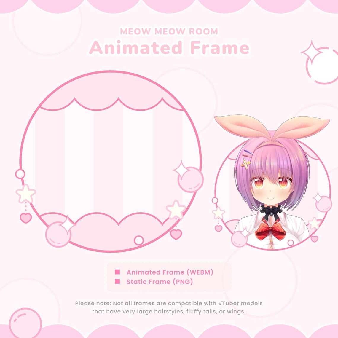 Animated Vtuber Webcam Frame: Pink Bubble Overlay (WEBM, PNG Files) - Etsy