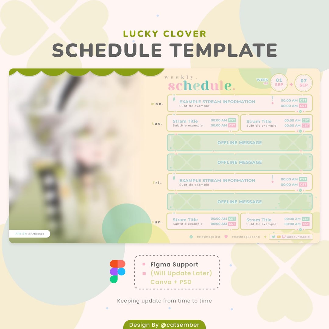 Lucky Clover Stream Schedule Template: Vtuber Assets (figma .fig) - Etsy