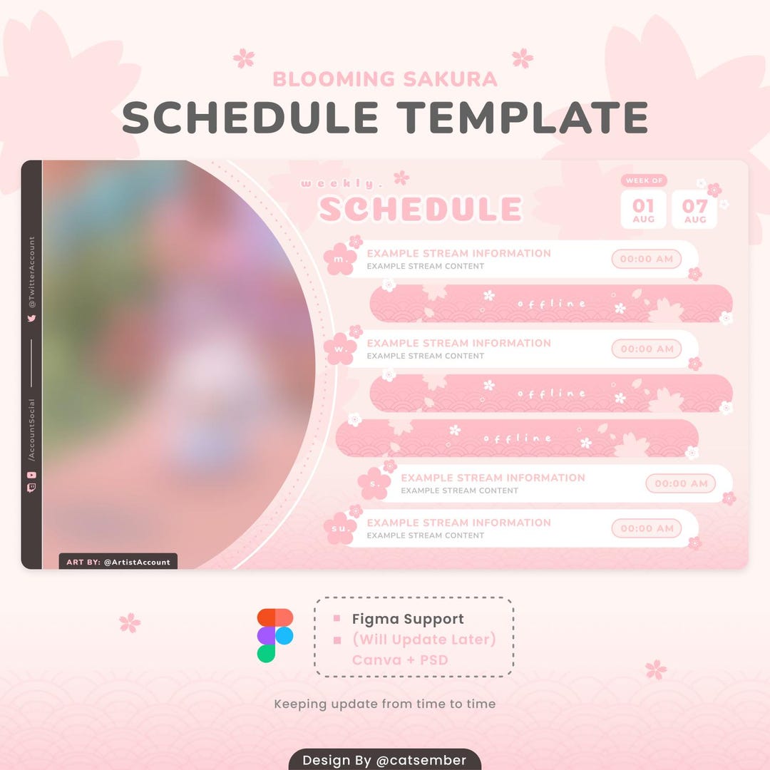 Blooming Sakura Stream Schedule Template: Vtuber Assets (figma .fig) - Etsy