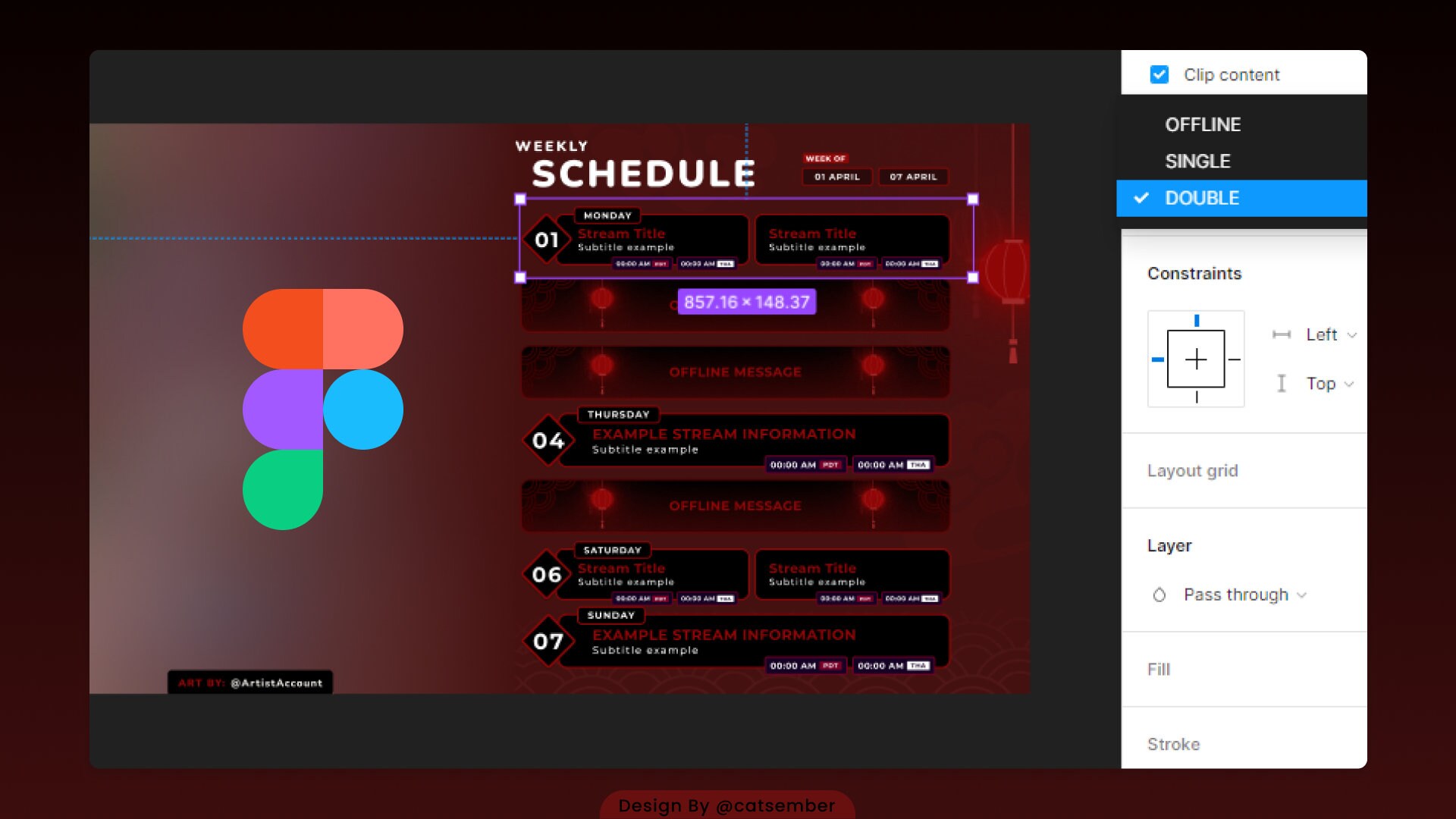 Stream Schedule Template - Red Lantern | Vtuber Schedule | Vtuber ...