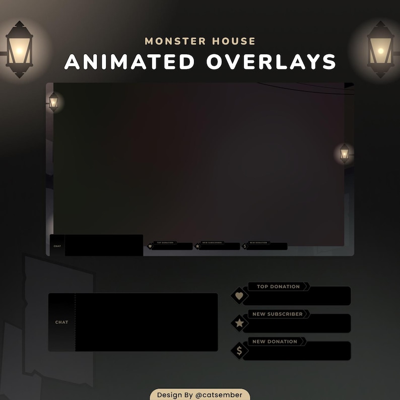 Animated Ghost House Stream Overlay: Halloween Vtuber Assets (digital ...