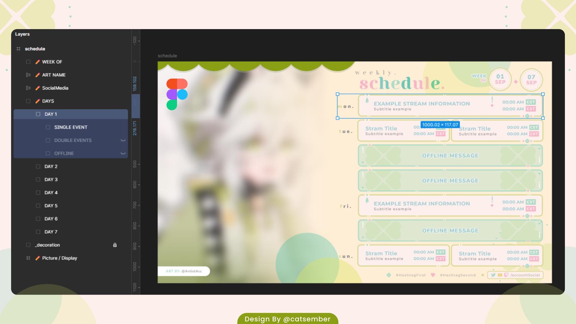 Lucky Clover Stream Schedule Template: Vtuber Assets (figma .fig) - Etsy