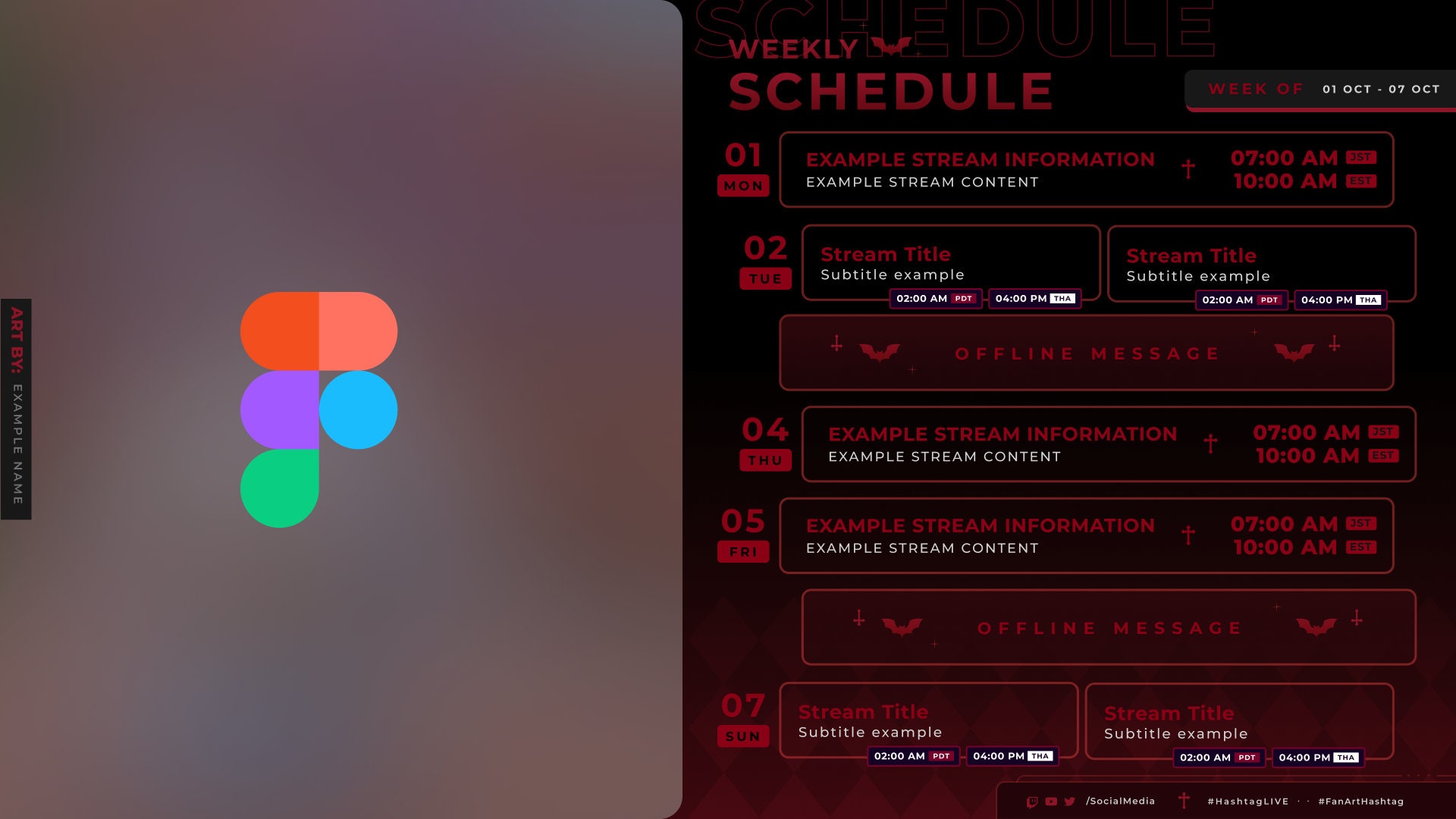 Stream Schedule Template Red Devil Vtuber Schedule Vtuber Assets Vtuber ...