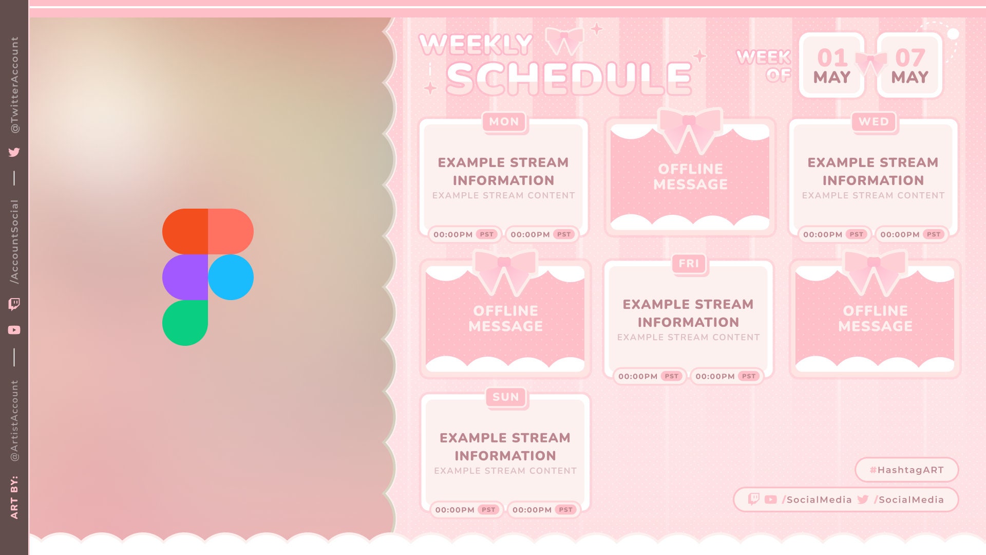 Stream Schedule Template - Pink Bow | Vtuber Schedule | Vtuber Assets ...