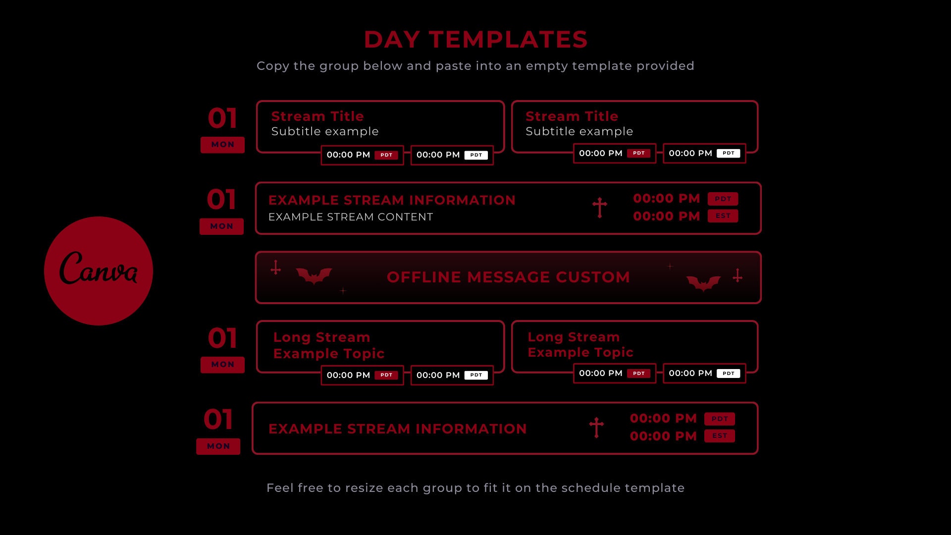 Stream Schedule Template Red Devil Vtuber Schedule Vtuber Assets Vtuber ...