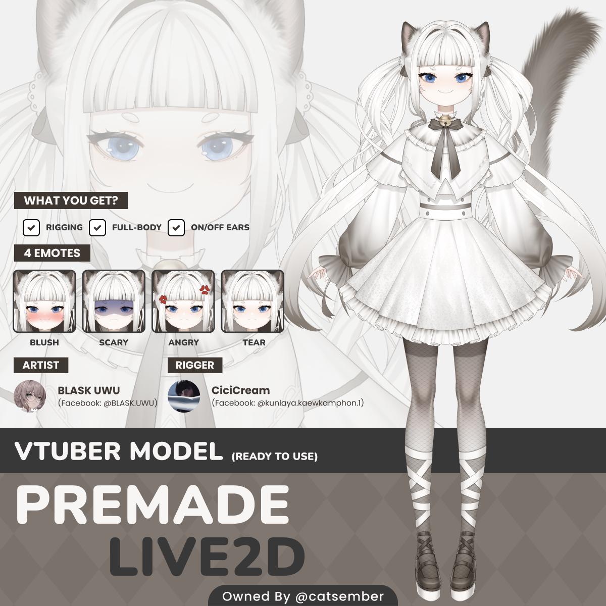LIVE2D Premade Female Vtuber Model - Cat Lolita | Cat Vtuber Model ...