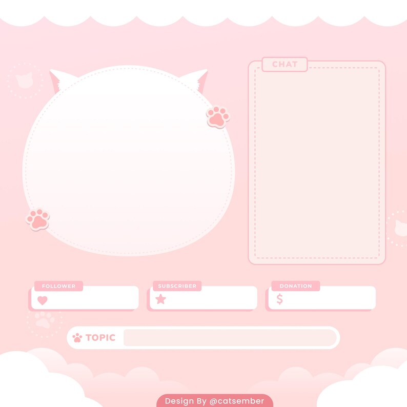 Animated Stream Overlays - Pink Paws Cat | Pink Overlay - Etsy