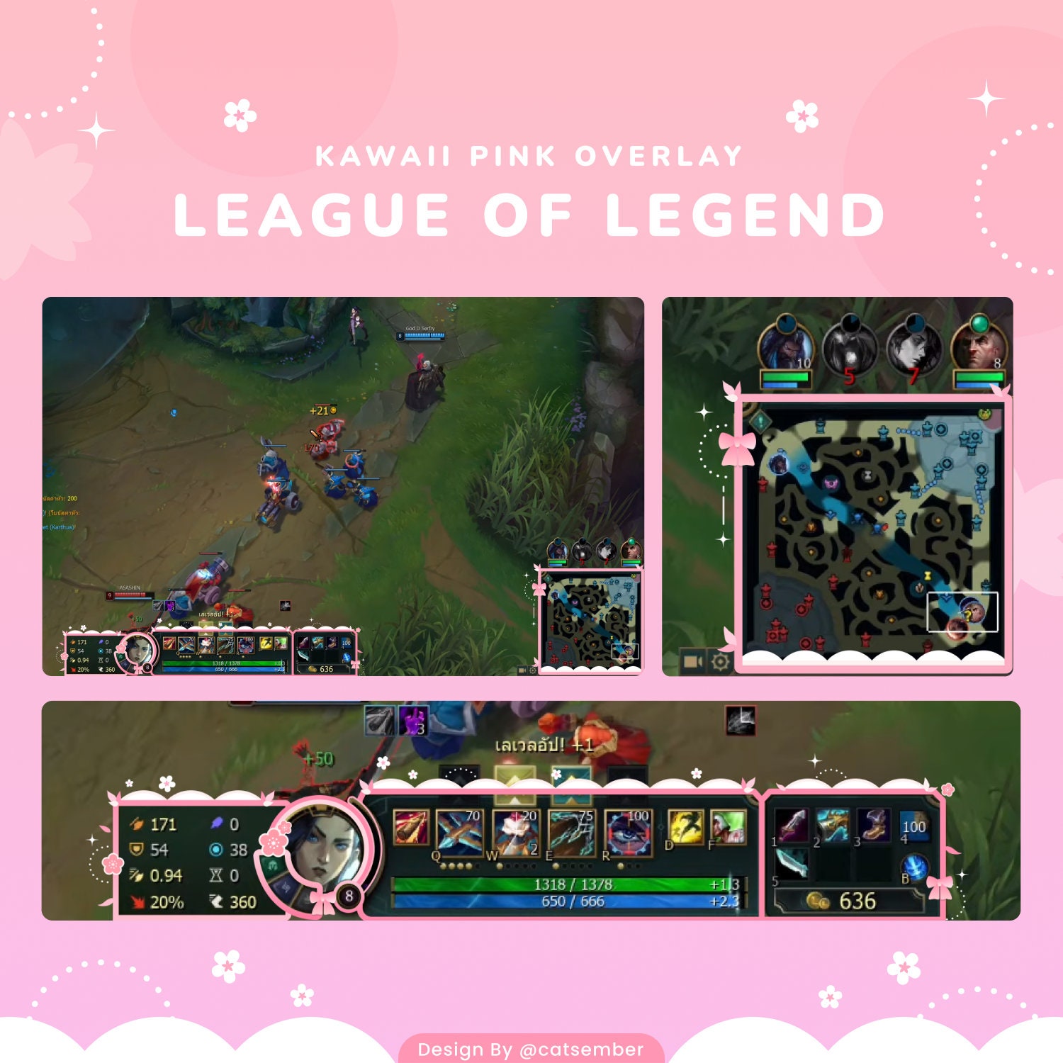 Kawaii Pink League of Legends Stream Overlay - Vtuber Twitch Assets ...