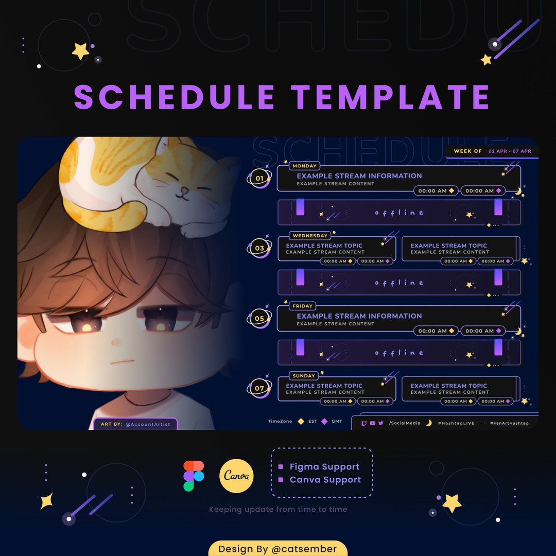 Stream Schedule Template - Starry Sky | Celestial | Sky Schedule ...