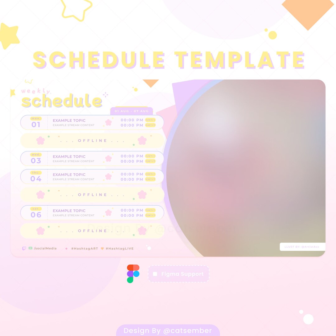 Stream Schedule Template Colorful Vtuber Schedule Vtuber Assets Vtuber ...