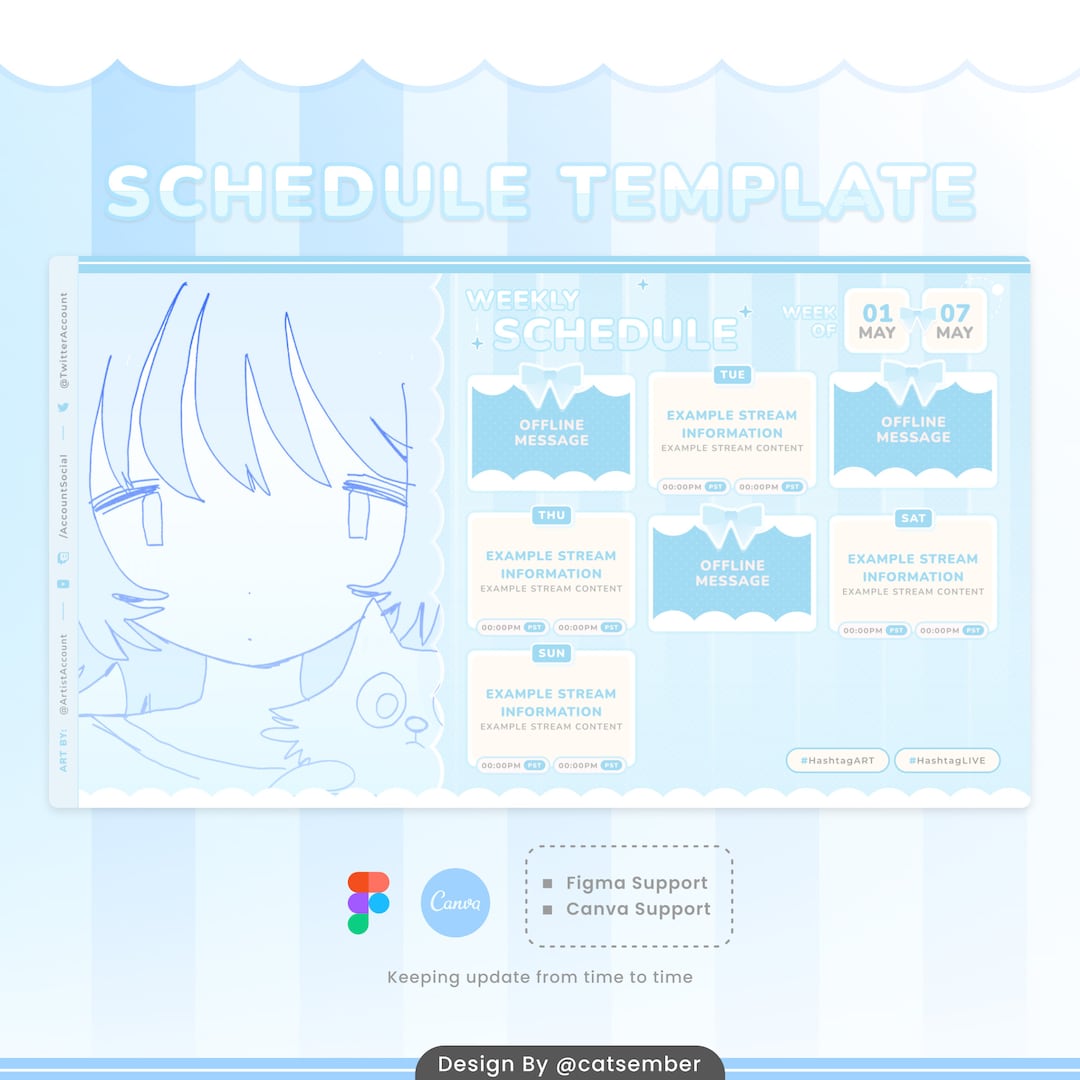 Blue Celestial Stream Schedule Template: Figma + Canva (digital ...