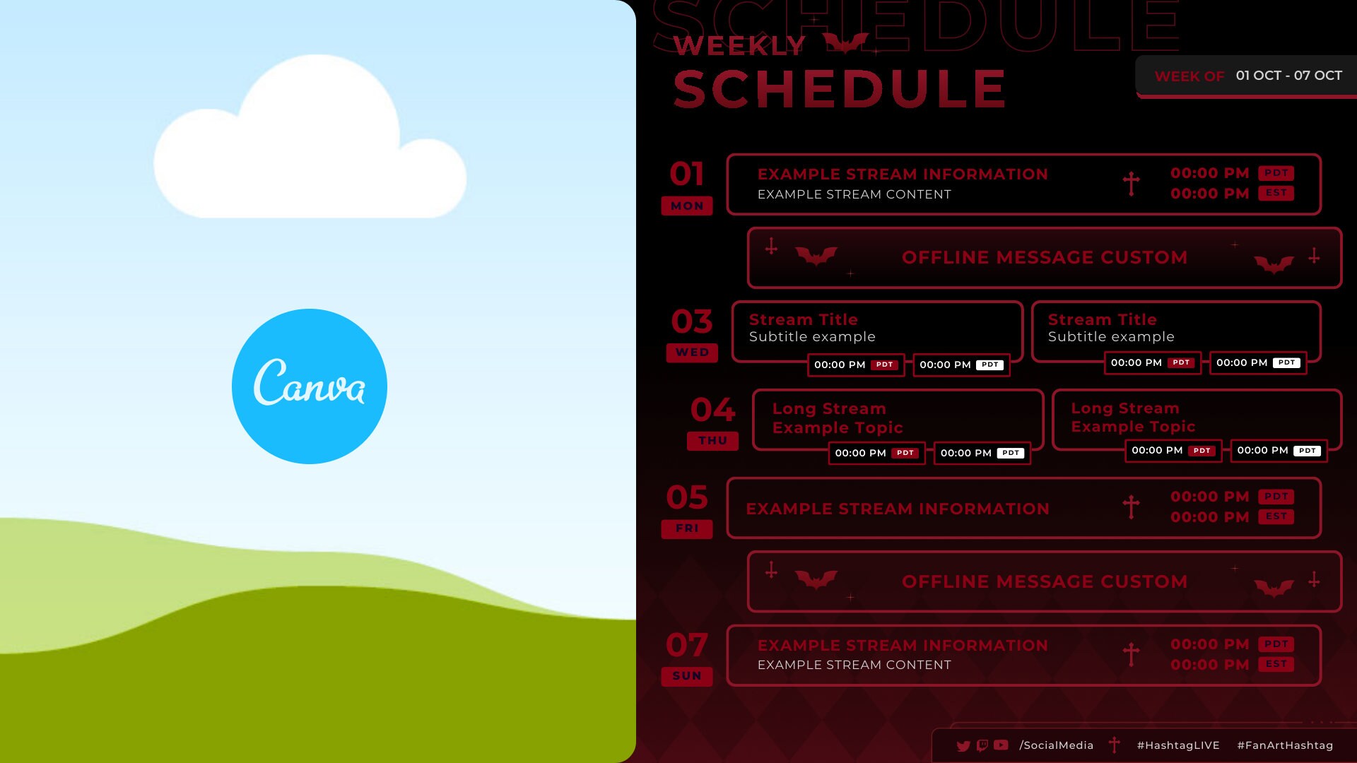 Stream Schedule Template Red Devil Vtuber Schedule Vtuber Assets Vtuber ...