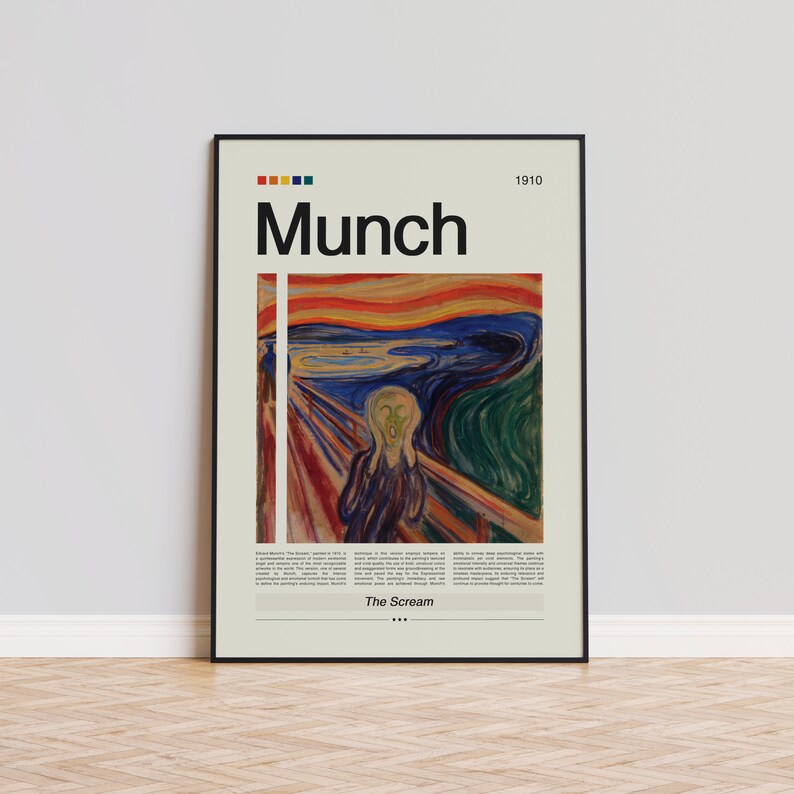 The Scream 1910 Poster Edvard Munch Printable Wall Art Scream Painting Mid Century Modern Decor ...