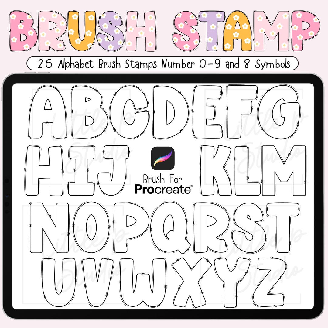 Procreate Brush Stamp, Alphabet Brushset, Procreate Stamp, Procreate ...