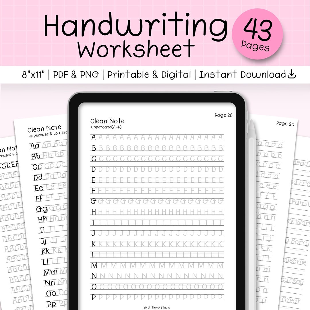 Handwriting Worksheet, Neat Handwriting, Digital Workbook, Printable ...